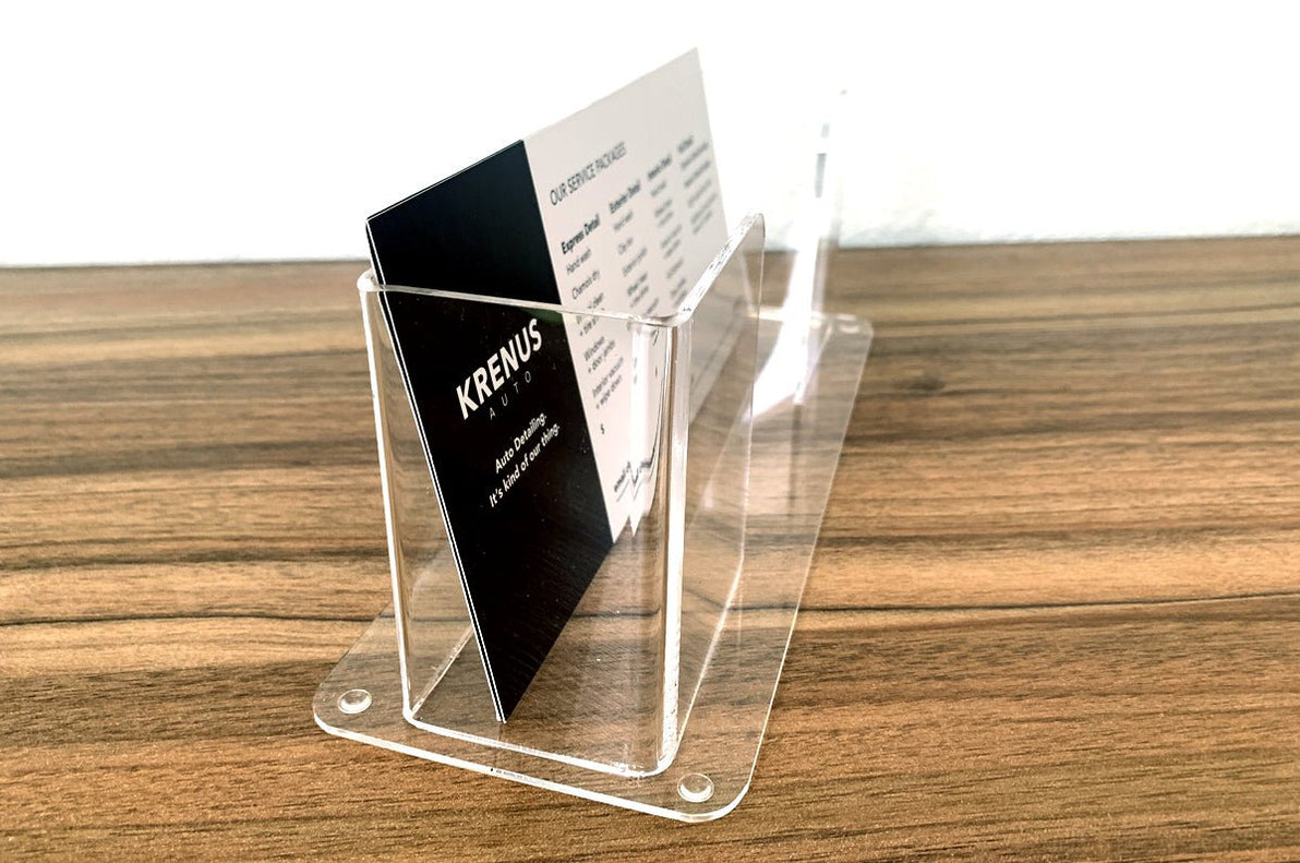 Clear Acrylic 4x9 Rack Card Stand | Clubcard Printing — Clubcard ...