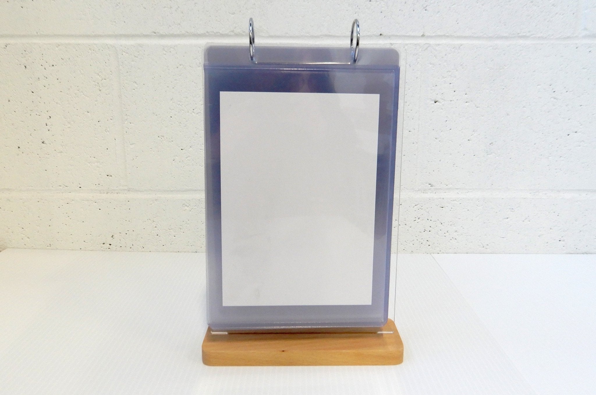 Large Flippable Menu Display Stand With Clear Pockets | Wood + Acrylic ...