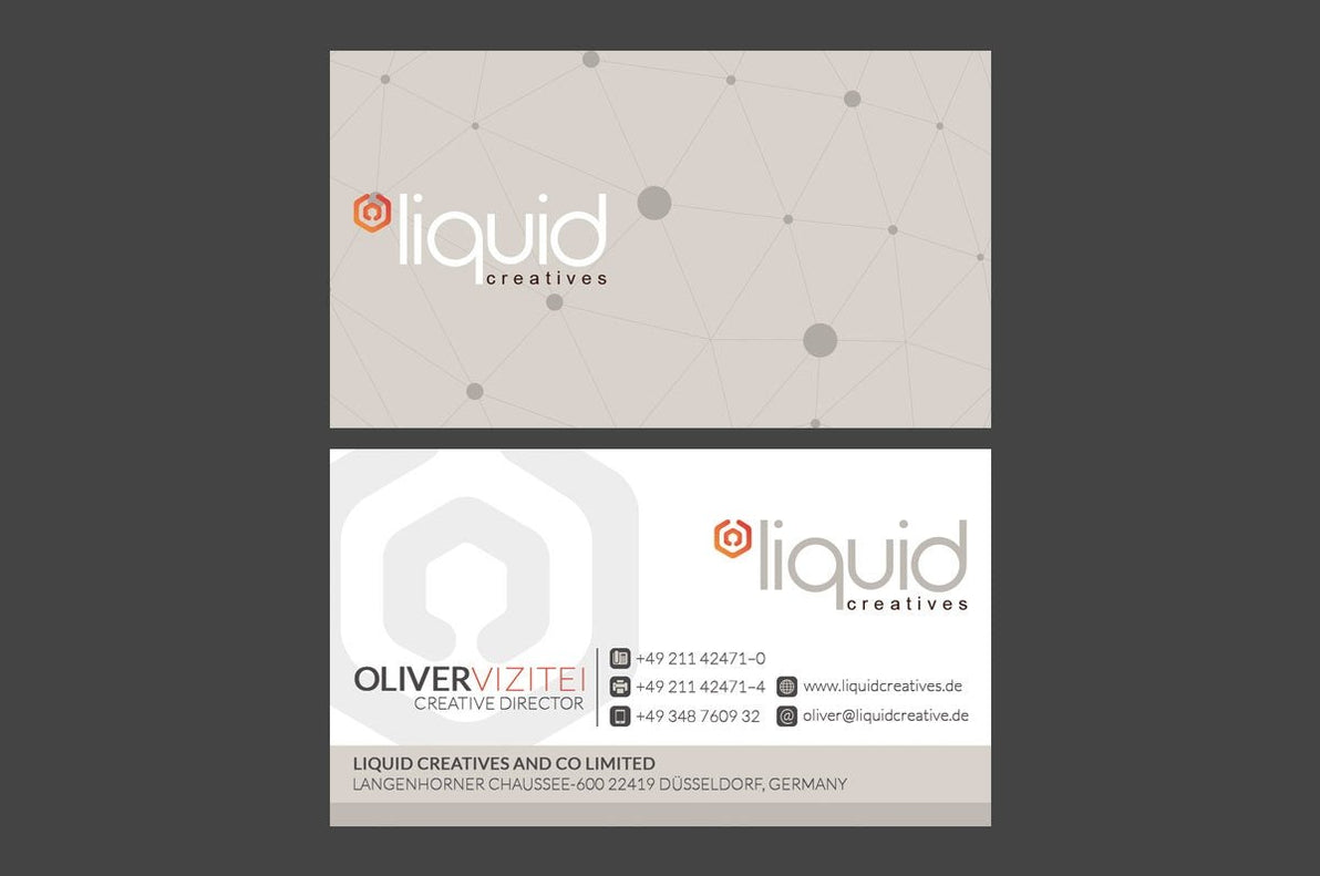 The Liquid Business Card Template incorporates a geodesic watermark in ...