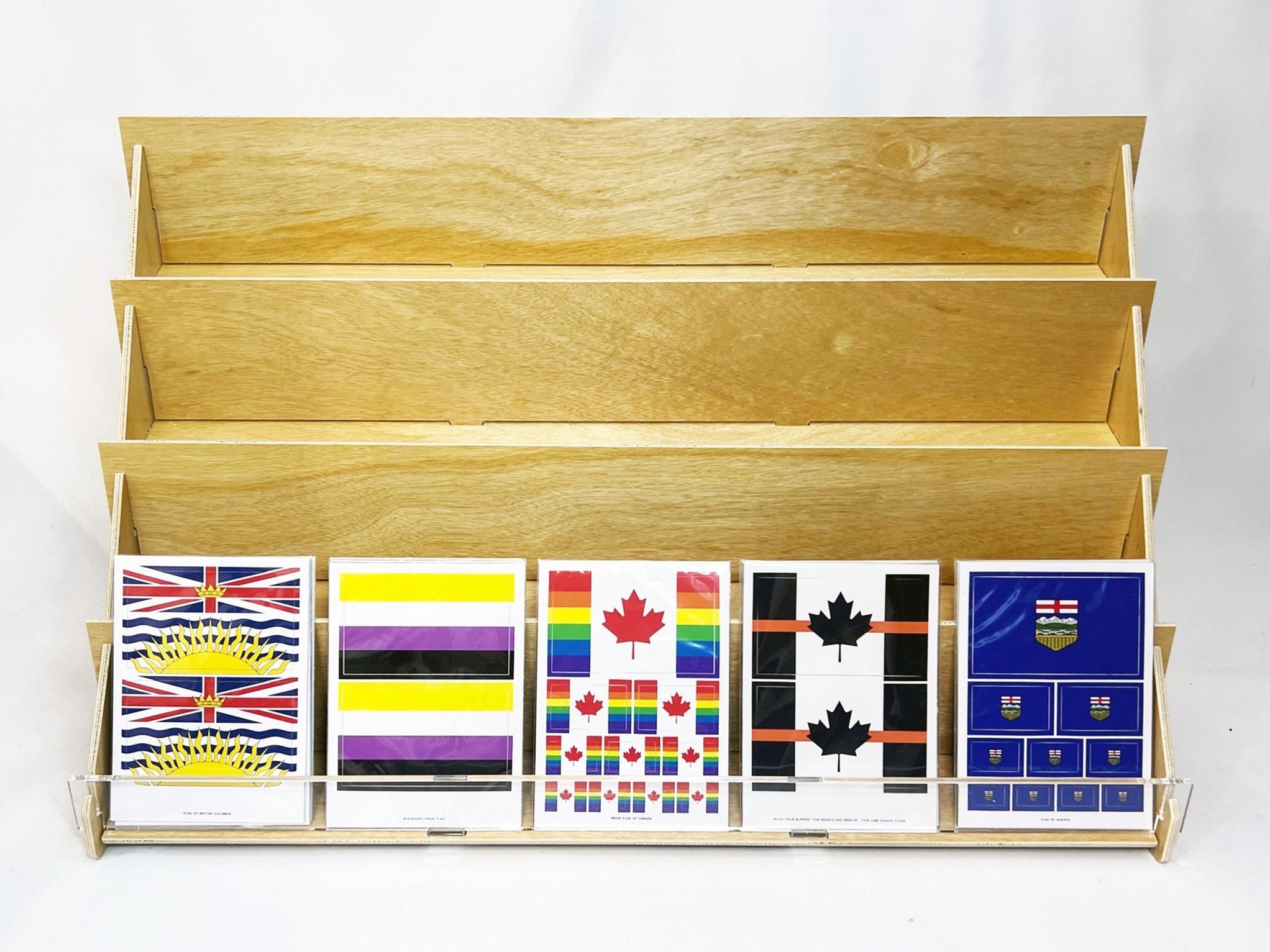 27" Wide 4 level Birchwood Card Display Rack — Clubcard Printing USA